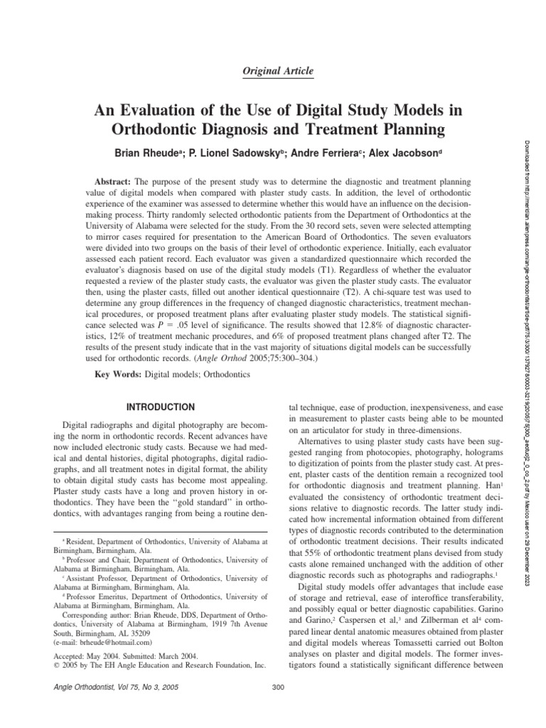 An Evaluation of The Use of Digital Study Models in Orthodontic ...