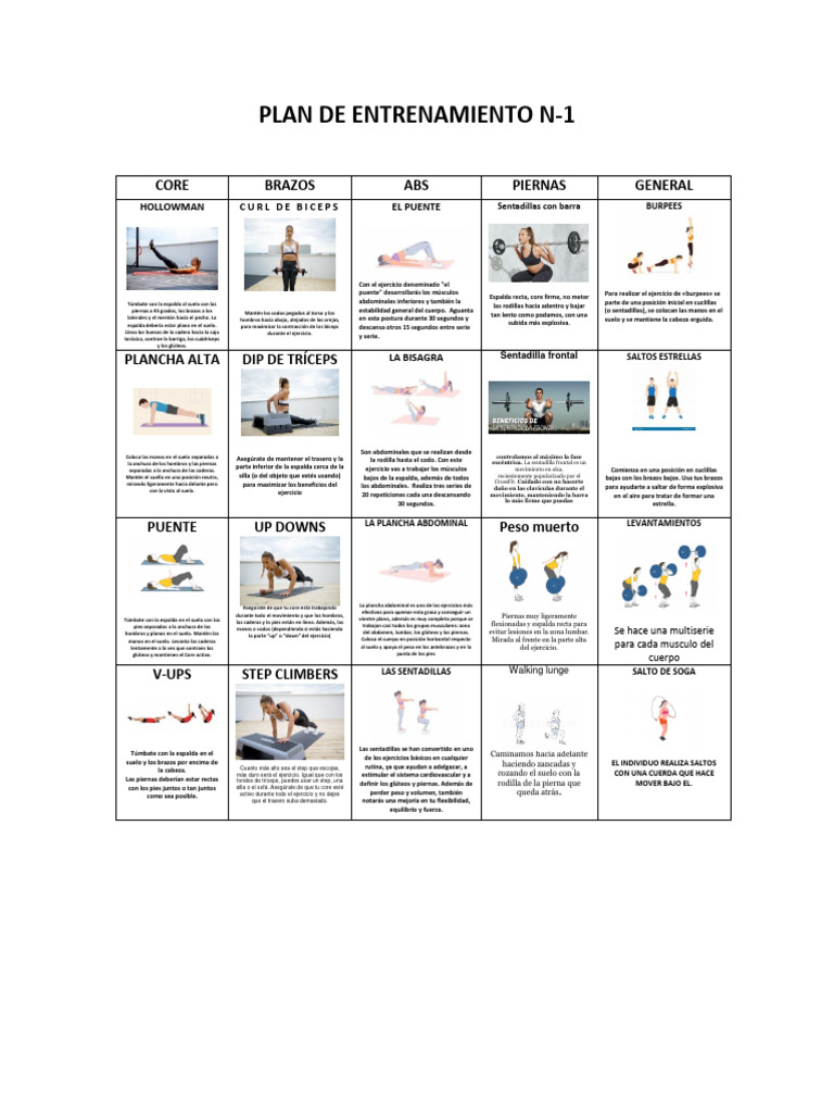 PLAN - DE - ENTRENAMIENTO - N - (2) (1) Imormir | PDF | Anatomía humana | Entrenamiento con pesas