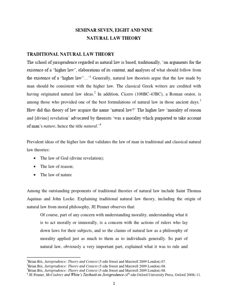 Seminar 7, 8 and 9 - Natural Law Theory | PDF | Natural Law | Social Contract