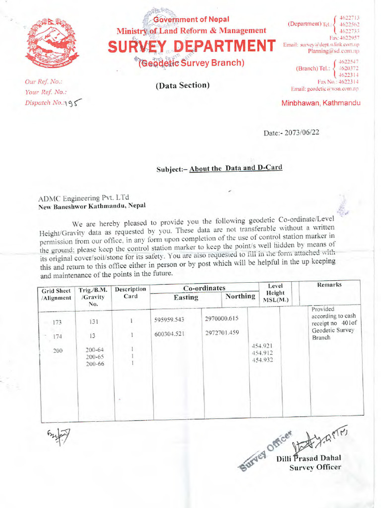 D Card - Survey Department | PDF