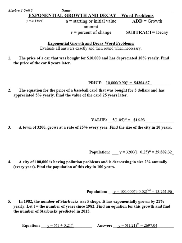 Exponential Word Problems U5 | PDF | Caffeine | Economies