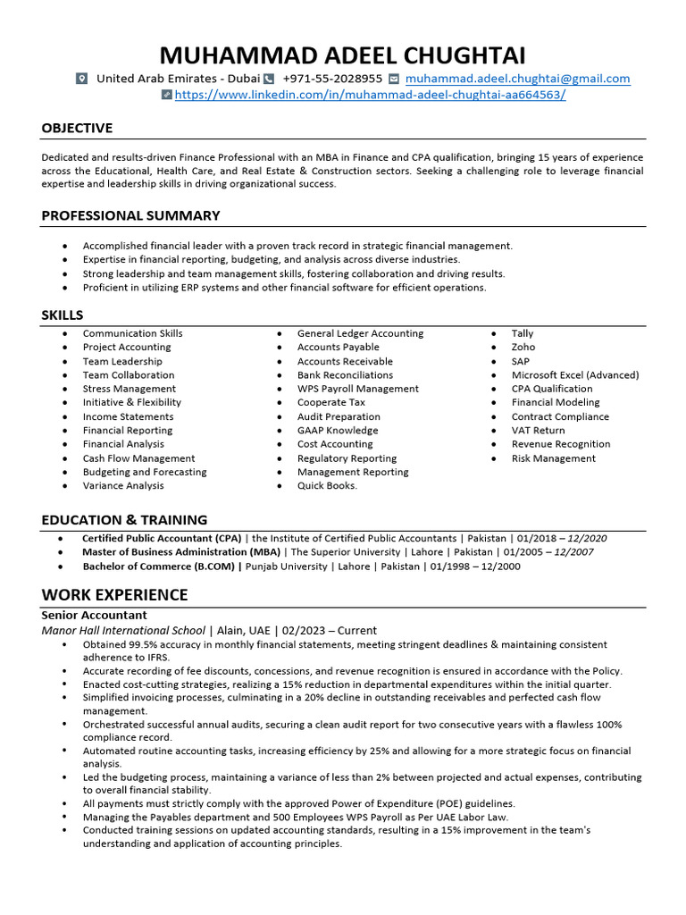 CPA Adeel Resume | Download Free PDF | Accounting | Accountant