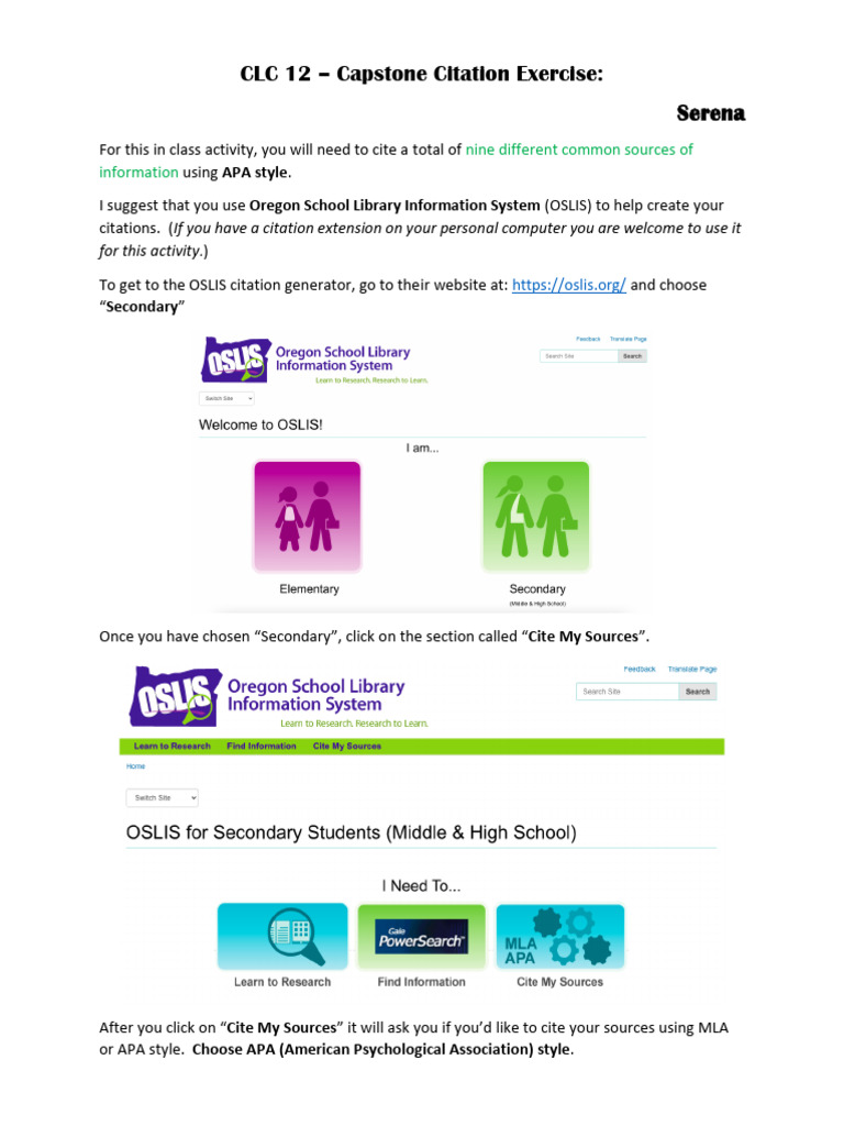 CLC 12 - Capstone Citation Exercise - Updated 1 | PDF | Crochet | Apa Style