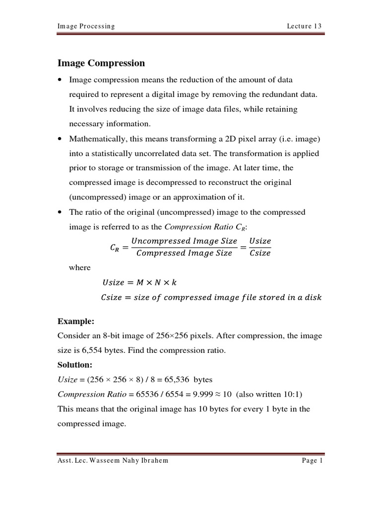 DIP Lecture13 | PDF | Data Compression | Codec