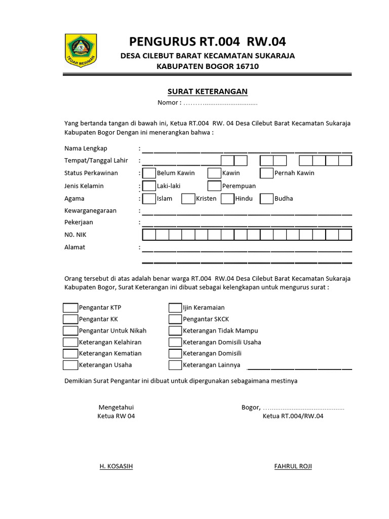 Surat Pengantar RT Format Baru | PDF
