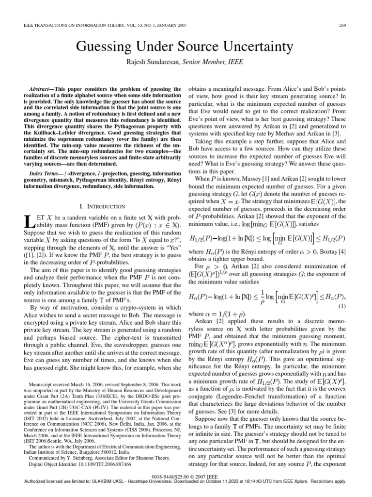 Guessing Under Source Uncertainty | PDF | Theorem | Code