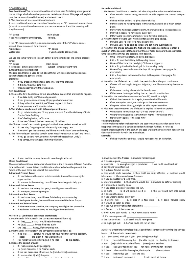 Conditionals Lesson & Activities | PDF