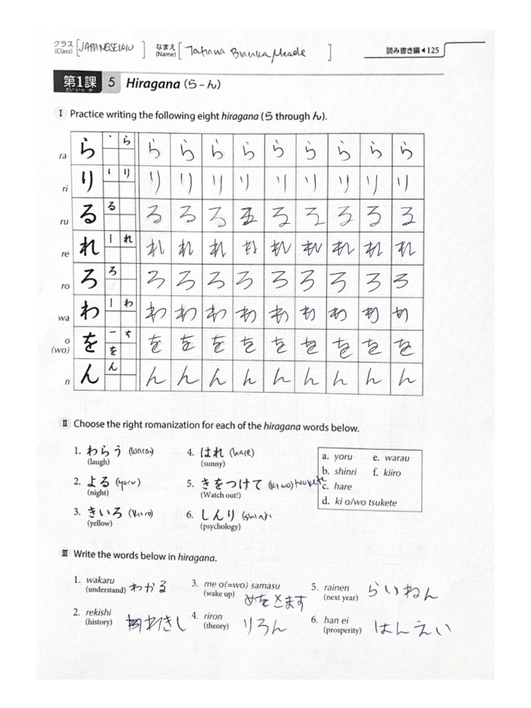 Hiragana 5 | PDF
