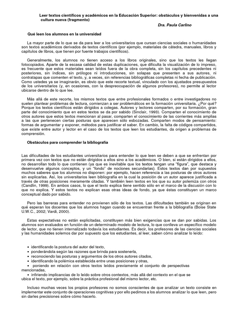 Leer Textos Científicos y Académicos en La Educación Superior | PDF ... Leer Textos Científicos y Académicos en La Educación Superior | PDF ...