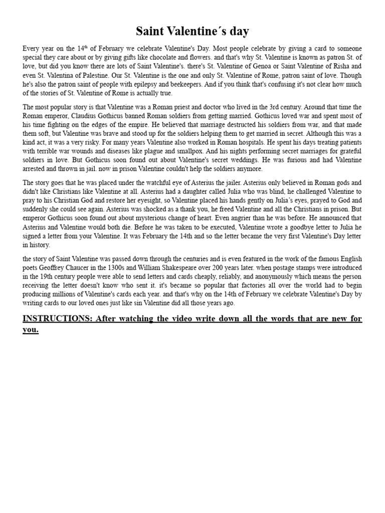 Saint Valentine Activities | Download Free PDF | Valentine's Day