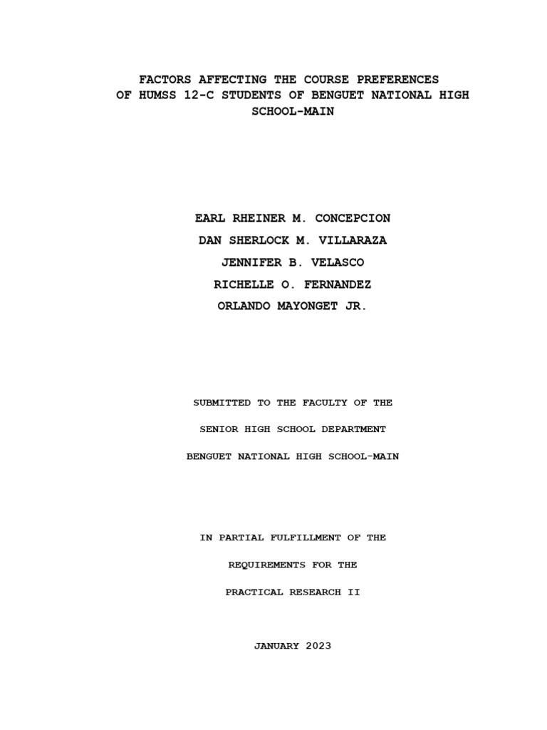 Factors Affecting The Course Preference 1 | PDF | Decision Making | Choice