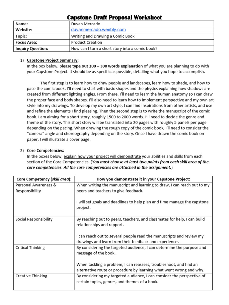 CLC 12 - Capstone Draft Proposal Worksheet 2 | PDF | Drawing | Books