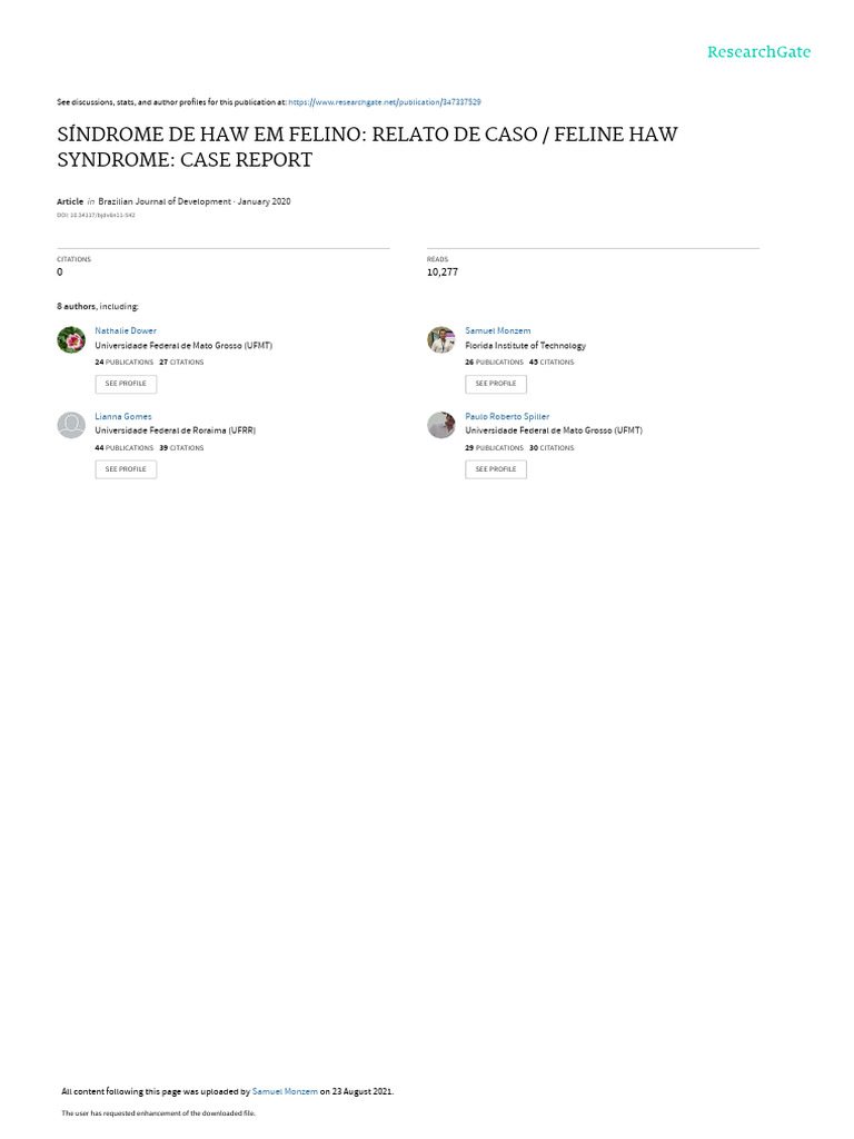 Sindrome de Haw em Felino Relato de Caso Feline Ha | PDF | Gatos | Remédio