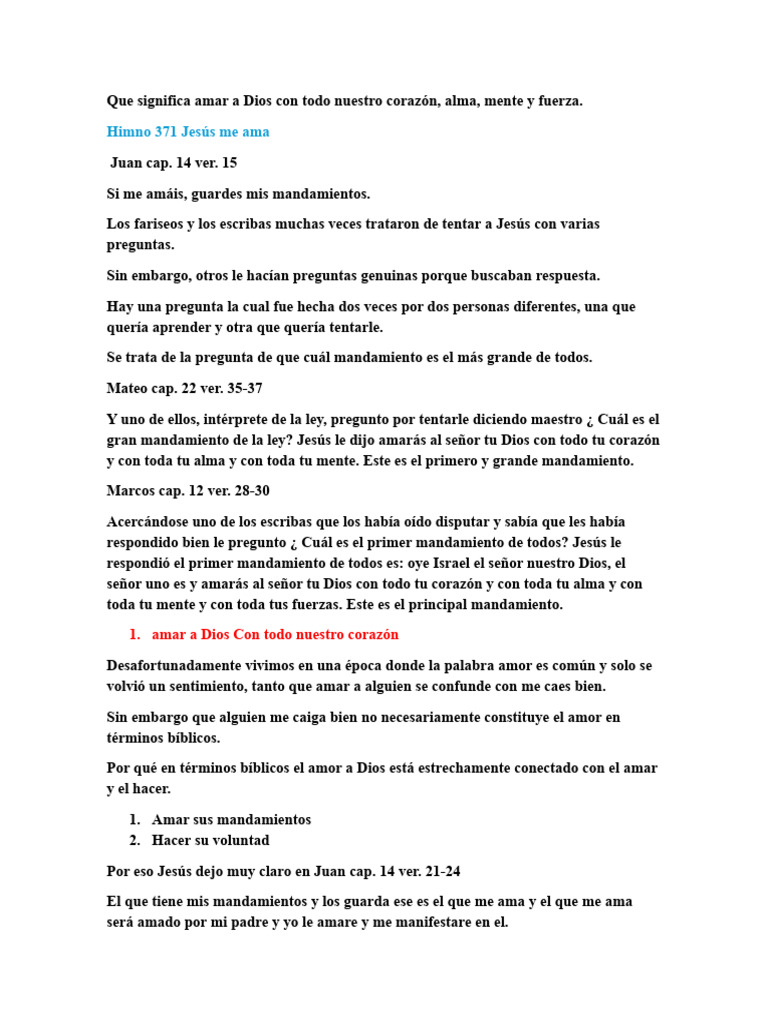 Amar A Dios Con Todo Nuestro Corazón | PDF | Amor