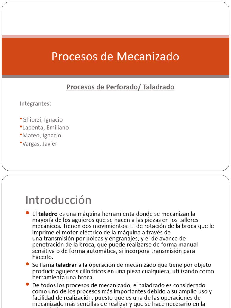 Procesos de Mecanizado - Perforado | PDF | Perforar | Metalurgia