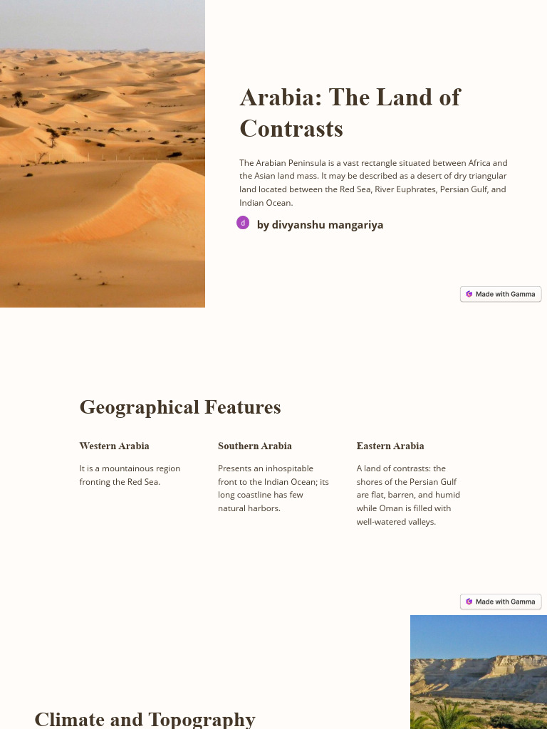 Arabia The Land of Contrasts | PDF | Arabian Peninsula | Muhammad