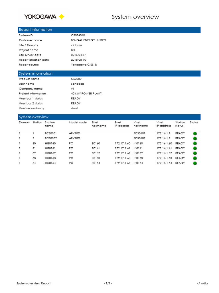 Yokogawa SystemOverviewReport | PDF