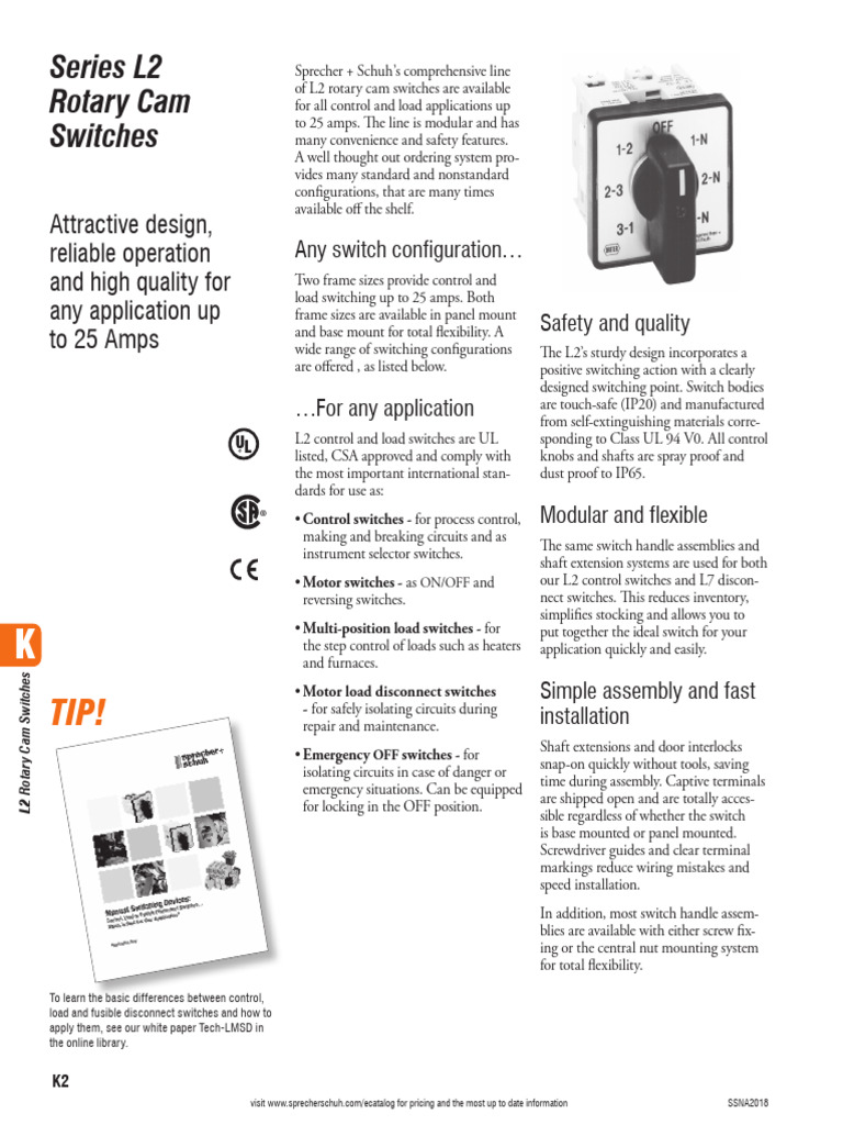 LE2 LA2 Rotary Switches | PDF | Switch | Screw