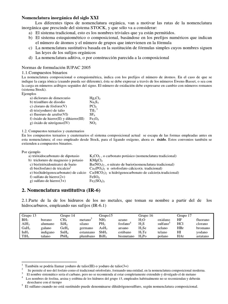 Formulaci N Inorg Nica 3 | PDF | Química | Ciencias fisicas