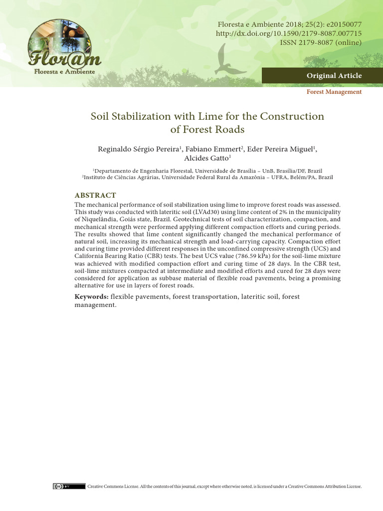 Lime Stabilization for Forest Roads | PDF | Soil | Materials