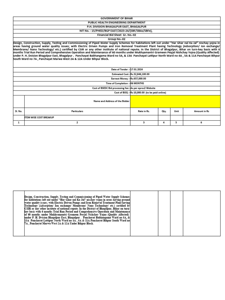 BOQ Group 1 | PDF | Pipe (Fluid Conveyance) | Trench