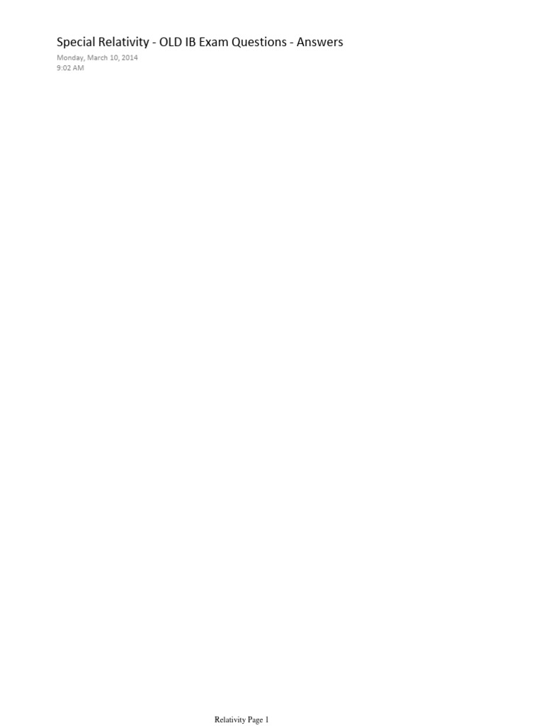 OLD IB Questions Answers - Special - Relativity | PDF | Wellness