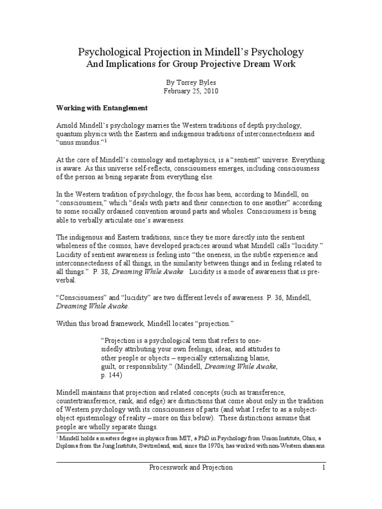 Mindell's Projection and Lucidity Insights | PDF | Dream | Consciousness