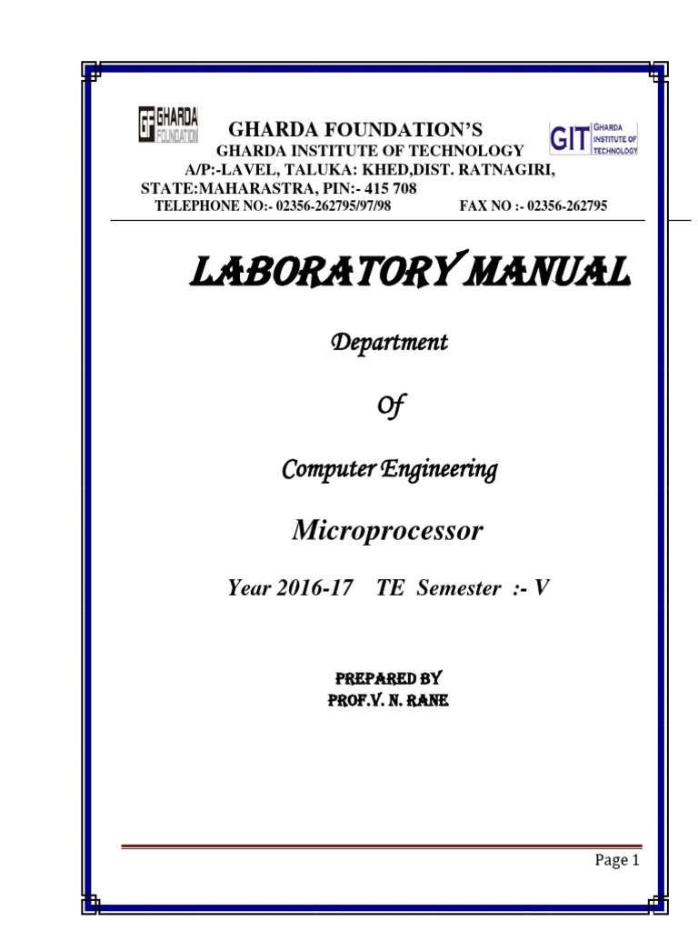 MP Lab Manual | PDF | Assembly Language | Computer Hardware