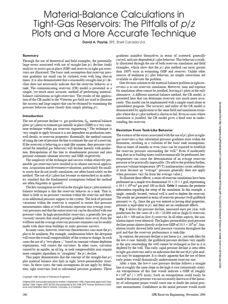 Material-Balance Calculations in Tight-Gas | PDF | Petroleum Reservoir ...