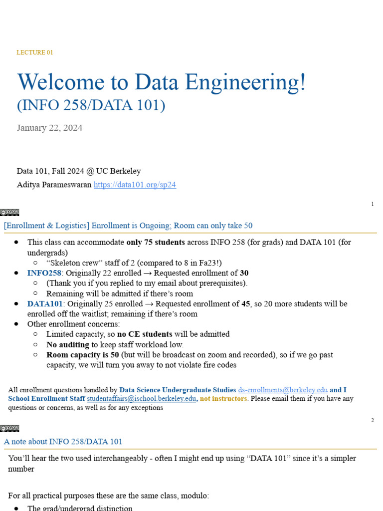 Lec 01 - DATA 101 Sp24 - Welcome To Data Engineering! | PDF | Sql ...