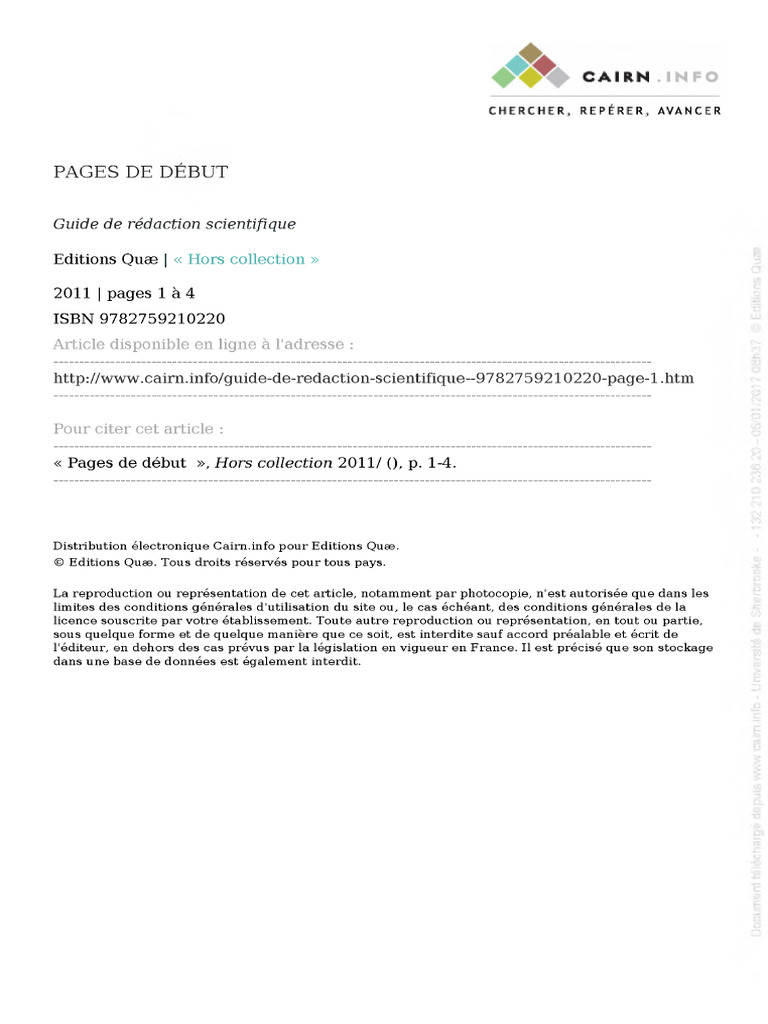 Guide de Rédaction Scientifique | PDF