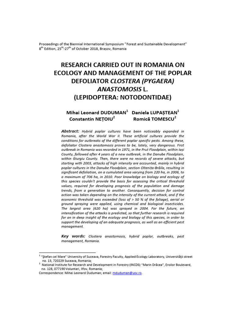 2019 Duduman Et Al Clostera.p | PDF | Pupa | Insecticide