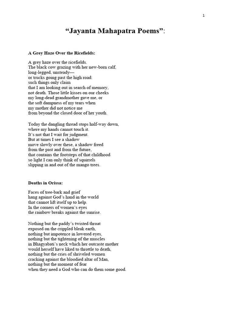 Jayanta Mahapatra Poems | PDF