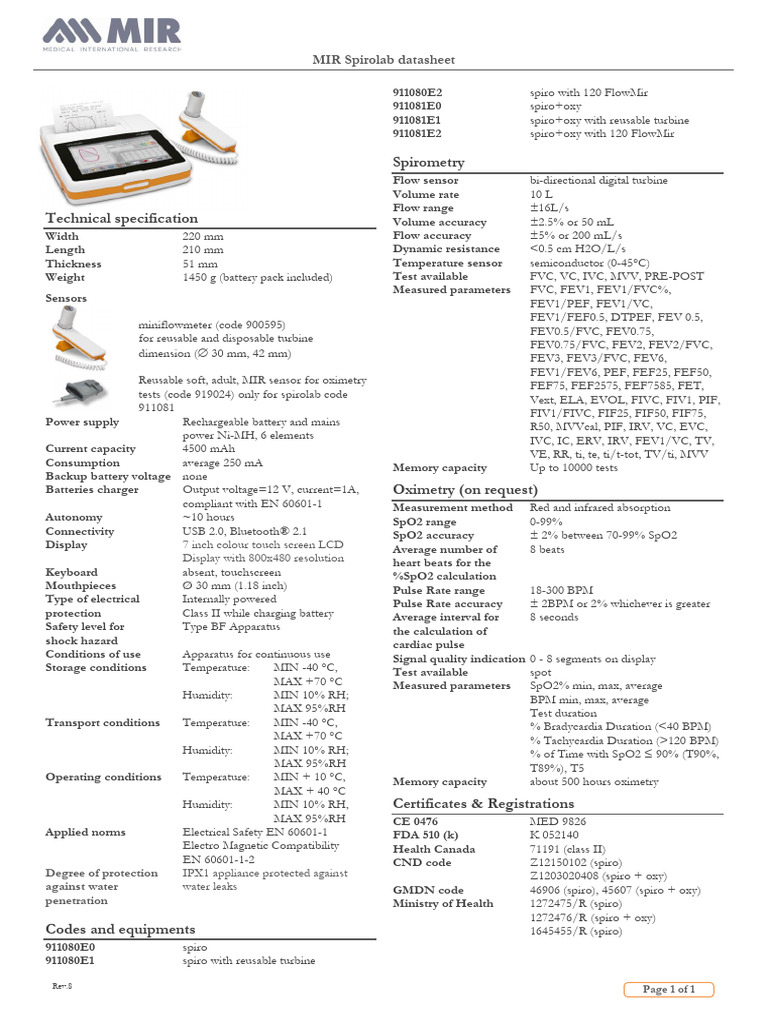 Spirolab Datasheet Rev.8 EN | PDF | Physical Quantities | Electrical Engineering