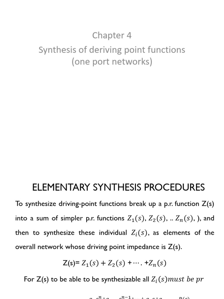 Chap 4 One Port NTK Synthesis | PDF | Electrical Engineering | Mathematics