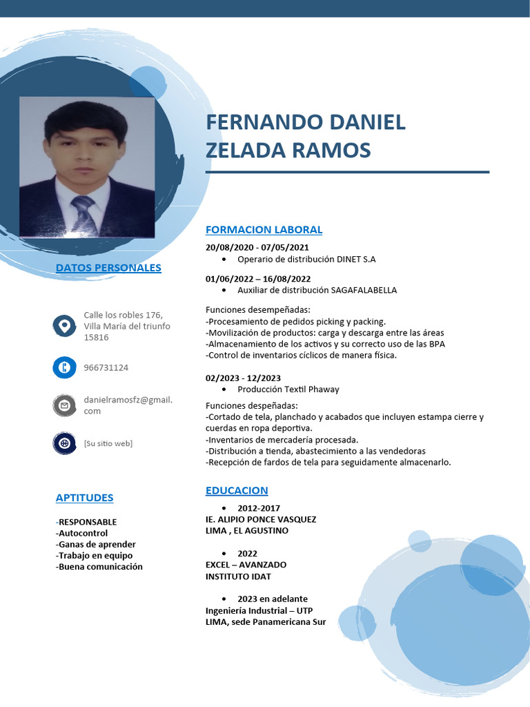 Fernando Zelada: Auxiliar Operativo en Saga Falabella | PDF