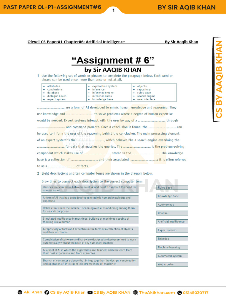 Aaqib Khan: "Assignment # 6" | PDF | Intelligence | Cognition