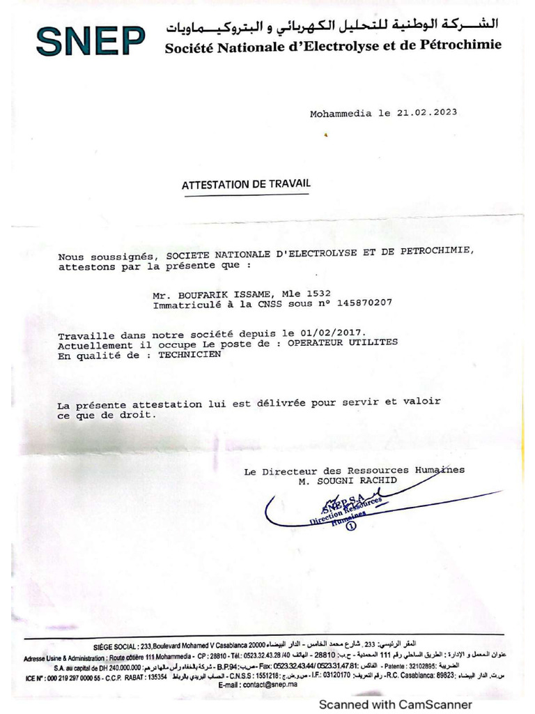 Attestation Snep | PDF