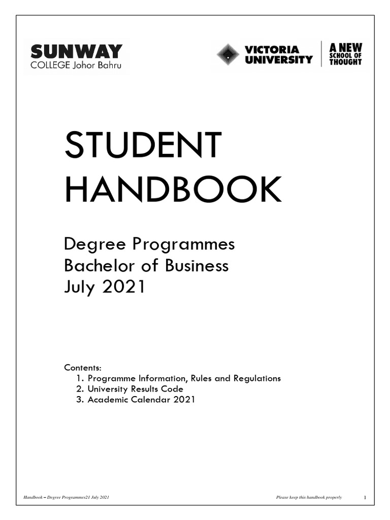 DEGREE Student Handbook SYCJB July 2021 | PDF | Academic Term | Fee