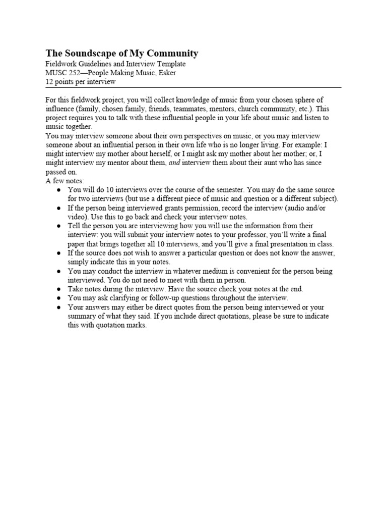 Fieldwork Guidelines and Interview Template | PDF | Communication ...