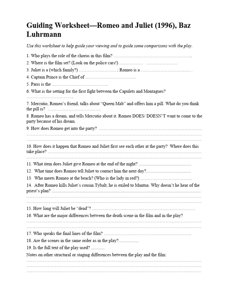 Movie Luhrmann Questions 1h5r992 | PDF