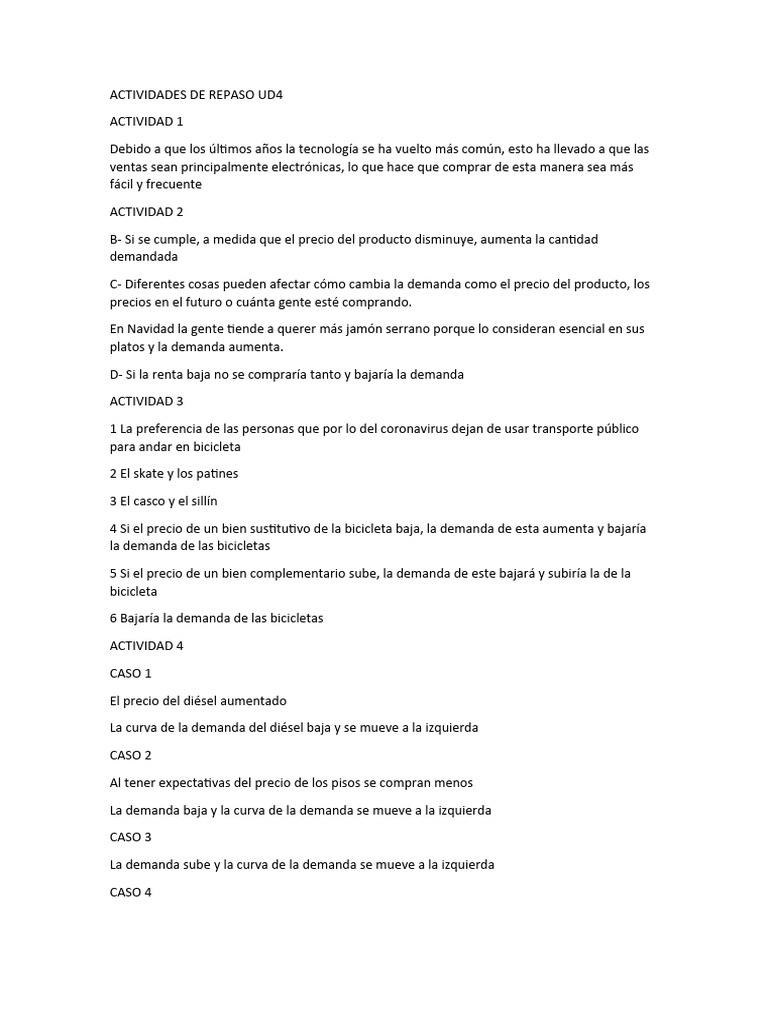 Actividades de Repaso Ud4 | PDF | Oferta (economía) | Ciencias económicas