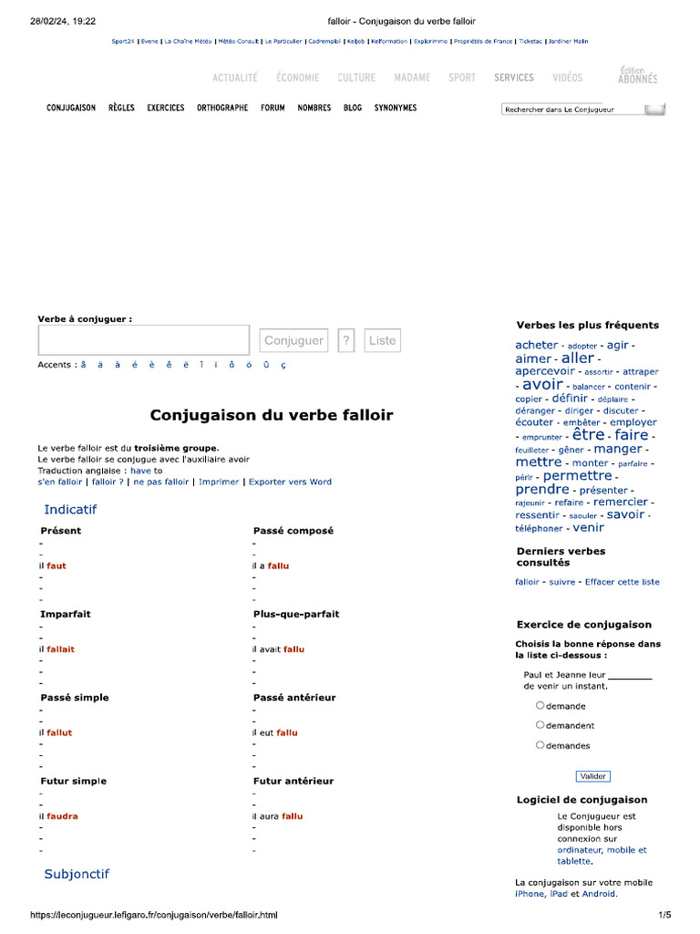 le verbe falloir | PDF