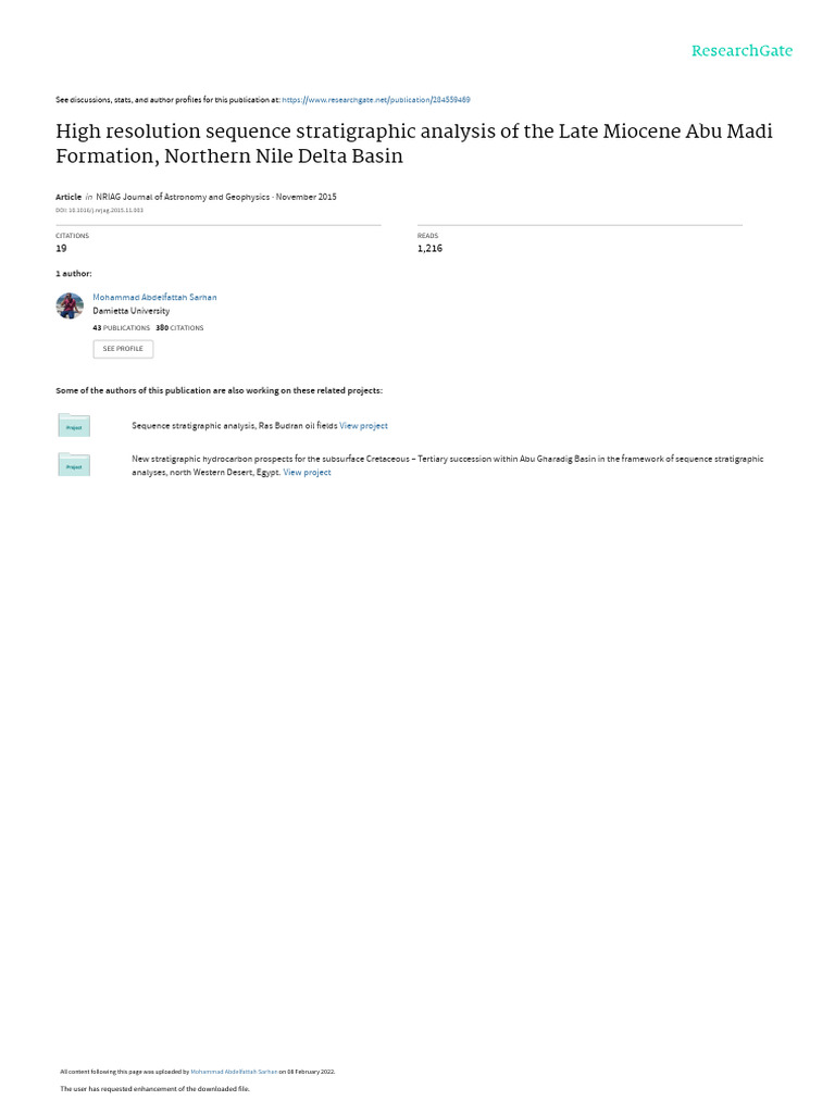 Highresolutionsequencestratigraphicanalysisof Abu Madi Formation ...