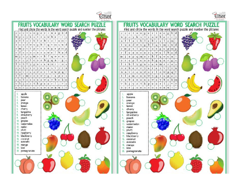 Wordsearch Fruits | PDF