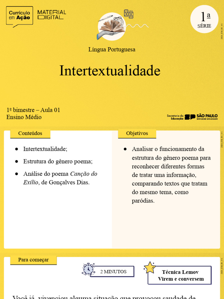 Aula 1 - Intertextualidade | PDF | Poesia