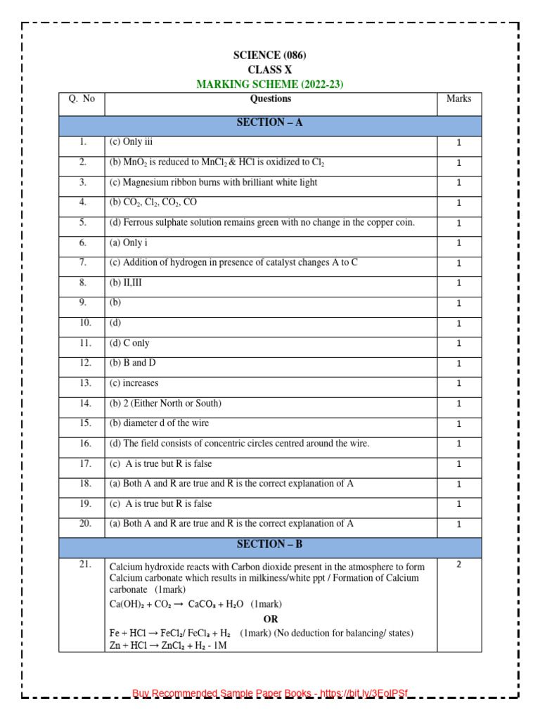 Ms Class 10 Science 2022 23 | PDF | Magnetic Field | Chemical Substances