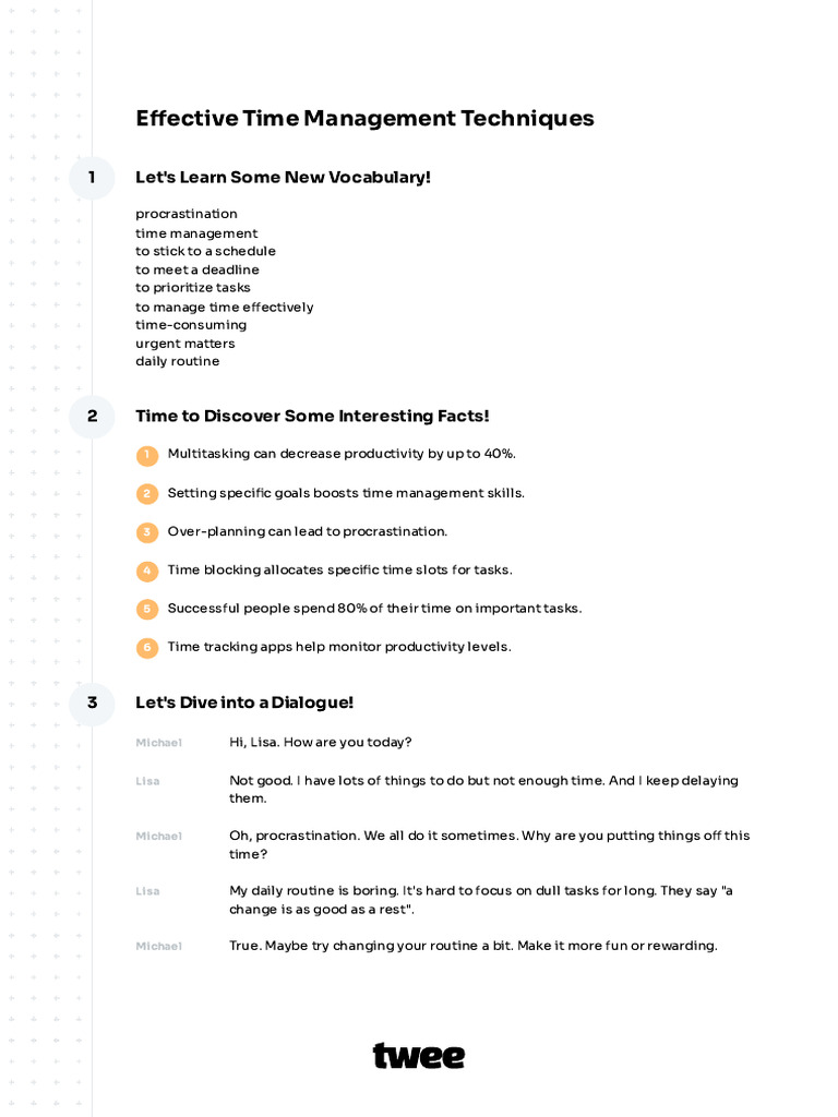 Twee - Effective Time Management Techniques | PDF | Time Management ...