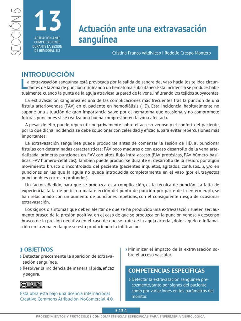 Actuación Ante Una Extravasación Sanguínea | PDF | Hemodiálisis | Sangre