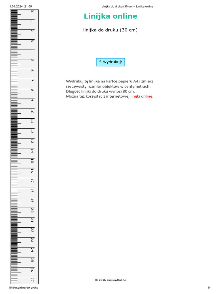Linijka Do Druku (30 CM) - Linijka Online | PDF